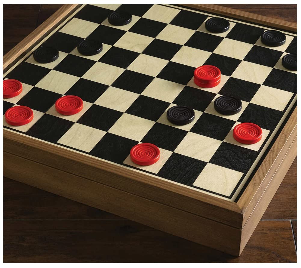 WS Game Company Deluxe Vintage 2-in-1 Wood Chess and Checkers Game Set