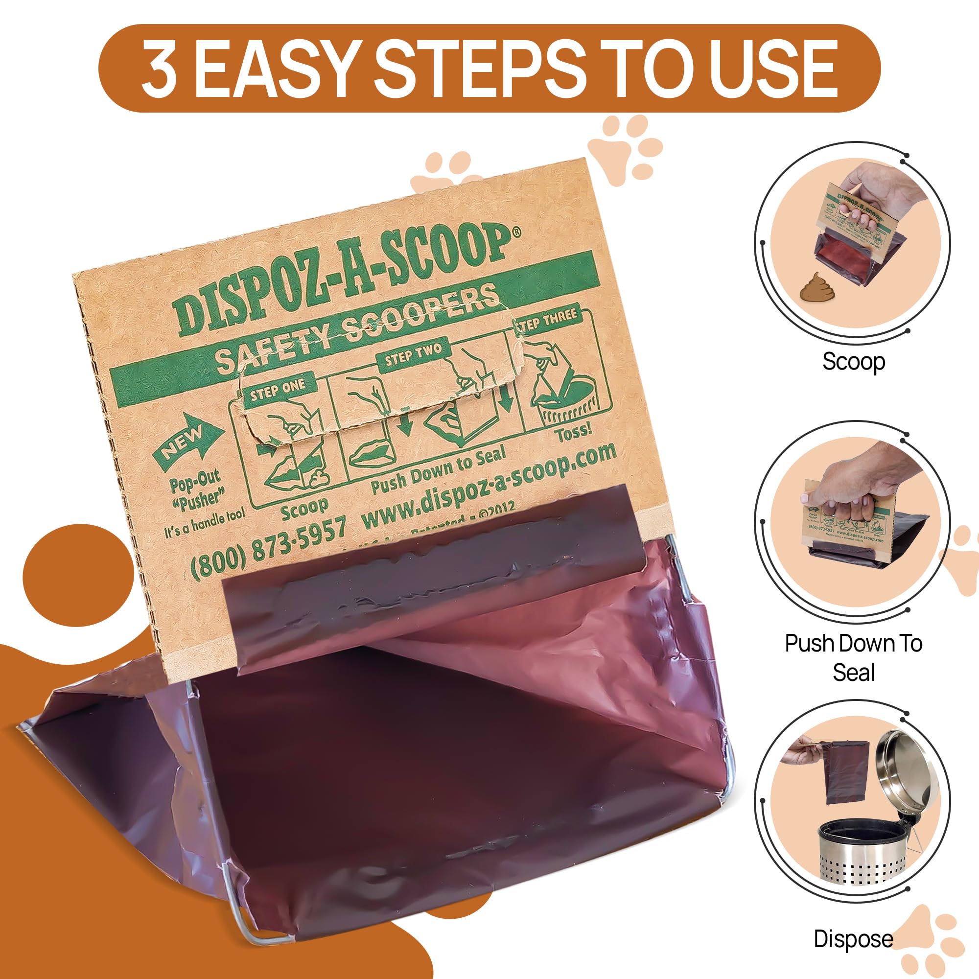 Dispoz-A-Scoop "Scoop-Seal-Disposeā Dog Pooper Scooper with Bag Attachment| No-Touch Pooper Scoopers Solution| Portable Pooper Scooper for Dogs Large and Small| Dog Poop Scooper for Yard Walk| (48)
