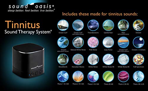 Sound Oasis® Bluetooth® Tinnitus Sound Therapy System®, Sleep Better, Help Manage and Mask Tinnitus Tinnitus Relief, Improves Sleep, Includes 20 Built-in Made for Tinnitus Sounds