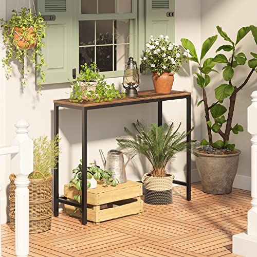 HOOBRO Console/ Sofa Table with Support Bar, Hallway Entrance Table for Living Room, Entryway, Corridor, Sturdy, Easy Assembly, Wood Look Accent Table, Rustic Brown and Black BF30XG01