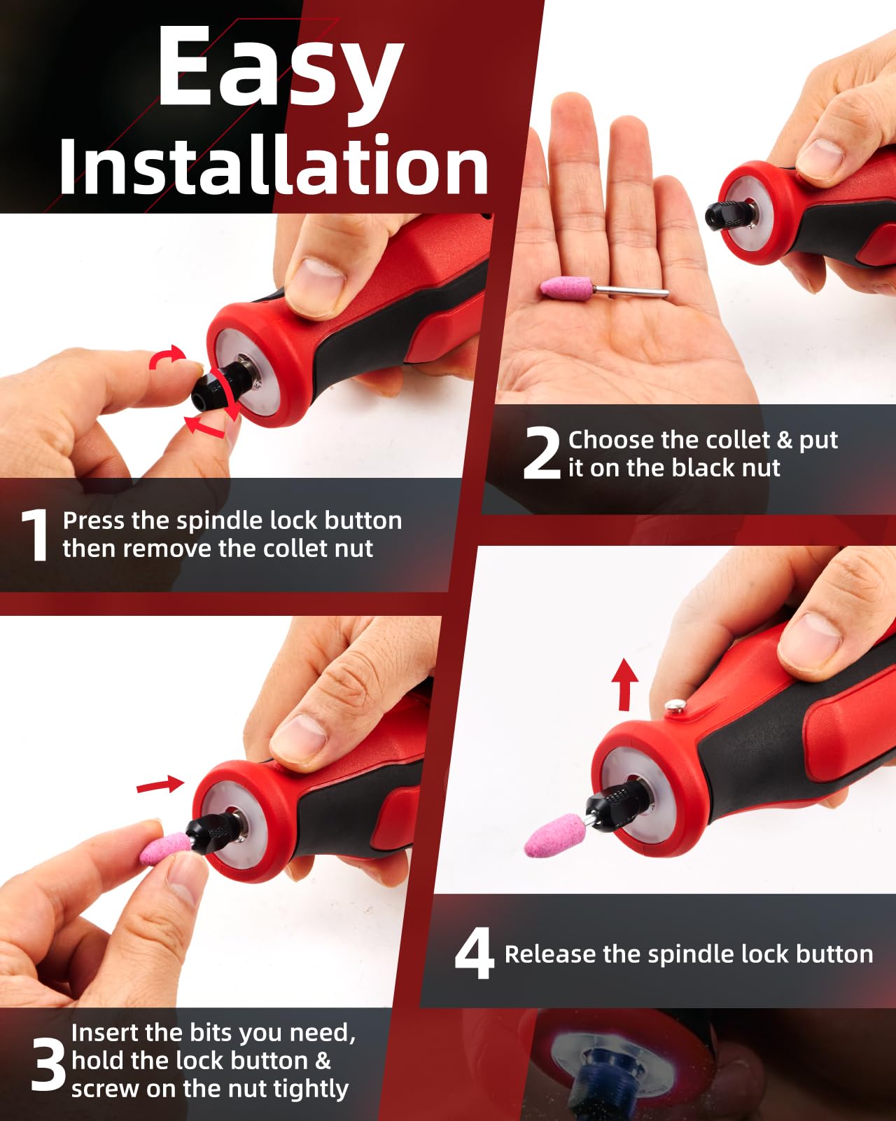 Cordless Rotary Tool Kit, 8V Cordless Die Grinder 146pcs Accessories, 32000RPM 5-Speed Multi Power Carving Tools, 2.0Ah Rechargeable Battery, for Sanding, Polishing, Engraving, Drilling, Cutting, DIY
