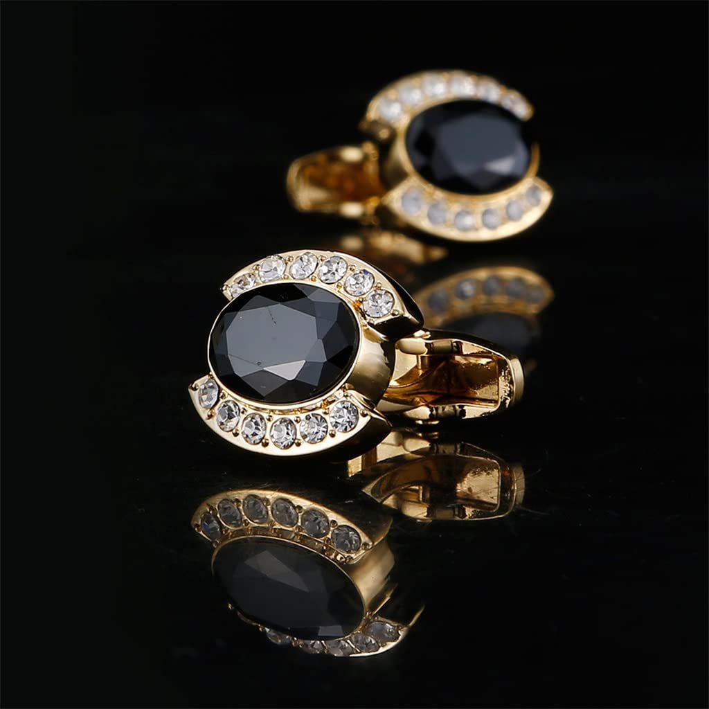 Black Zircon Crystal Cufflinks French Full Diamond Cufflinks Men's Shirt Cuff Buttons (Color : A, Size : One Size) (A One Size)