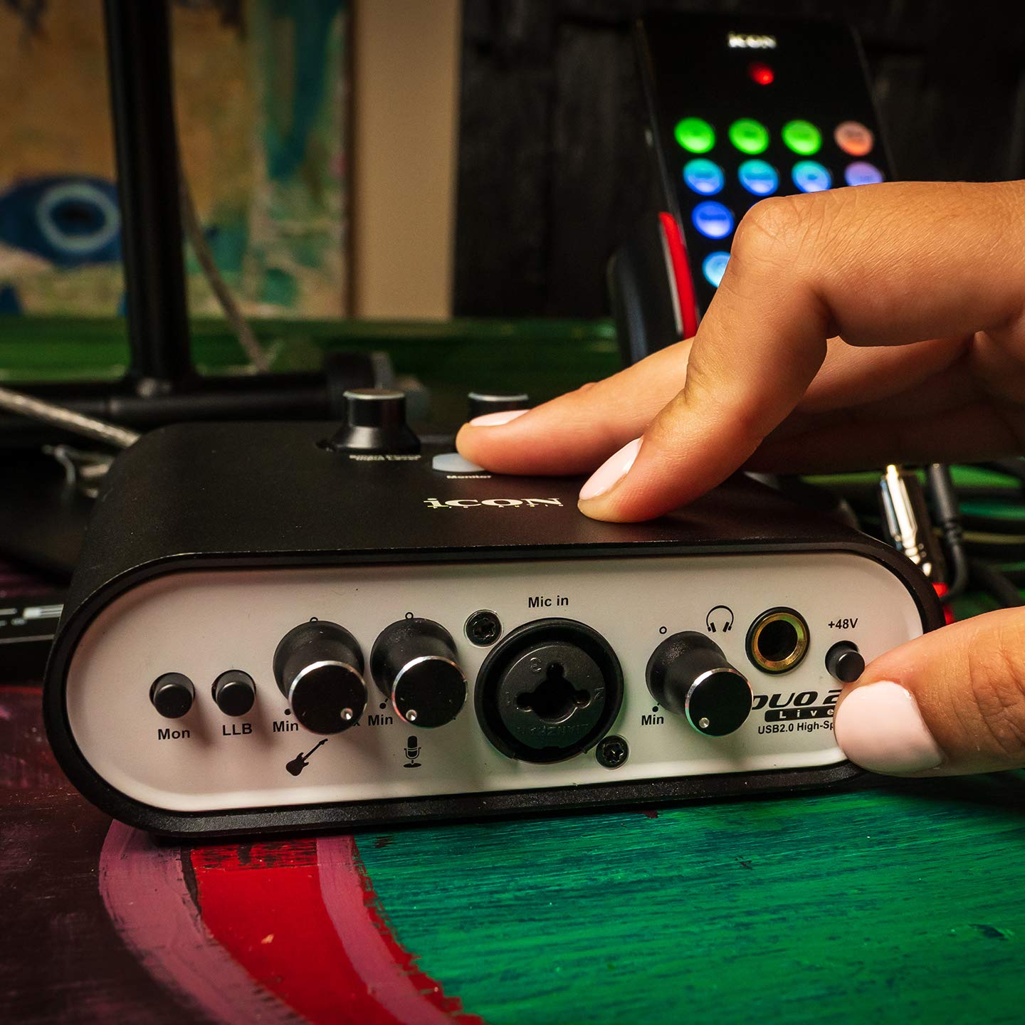 Icon Pro Audio USB Audio Interface with Mobile Streaming Capabilities, Duo 22 Live (1 mic preamp)