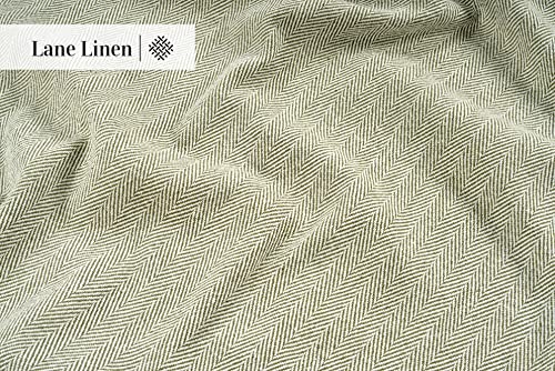 LANE LINEN Super Soft Throw Blanket for Couch & Bed - Classic Herringbone Weave with Tassel Cotton Lightweight Breathable Durable Cozy Warm β Pack of 2 50βx70β Sage Green