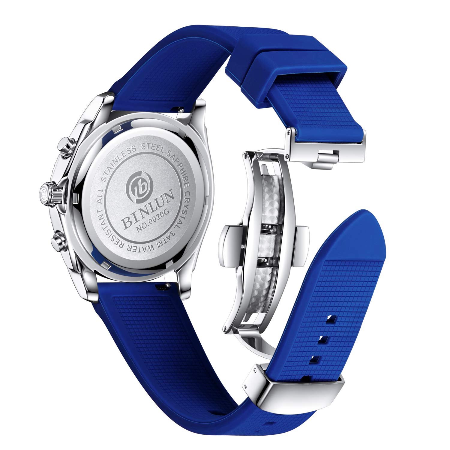 BINLUN Silicone Watch Band Quick Release Rubber Watch Straps Replacement Smartwatch Bands for Men and Women (21MM, Blue)