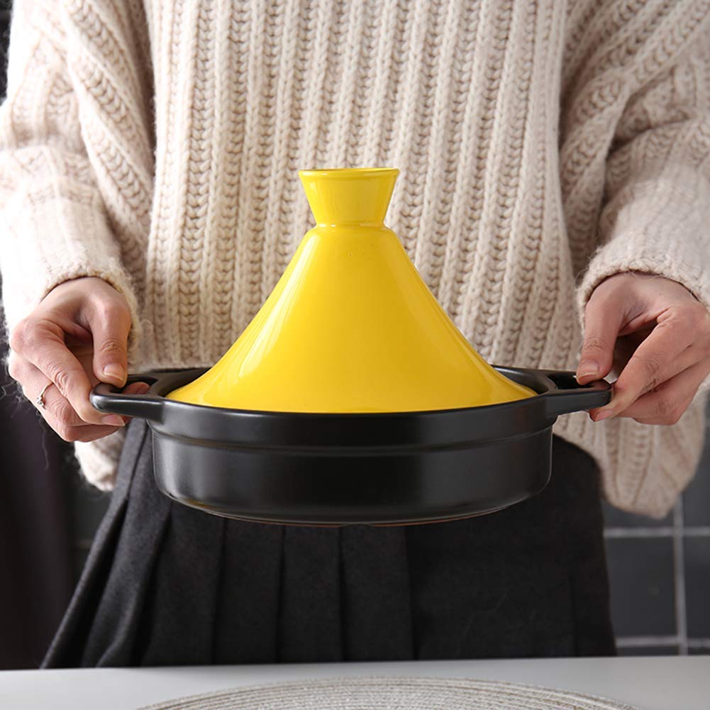 Casserole Dish with Lid Soup Pot Ceramic Tagine Pot, Tajine Cooking Pot Ceramic Pots for Cooking and Stew Casserole Slow Cooker with 2 Handle and Lid for Home Kitchen,Red