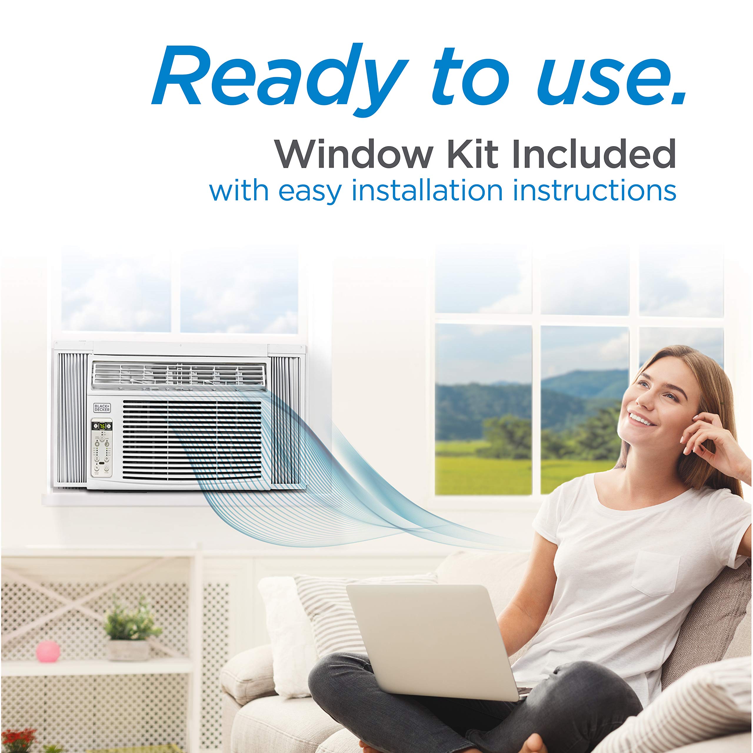 BLACK+DECKER BD12WT6 Window Air Conditioner with Remote Control,12000 BTU, Cools Up to 550 Square Feet, Energy Efficient, White