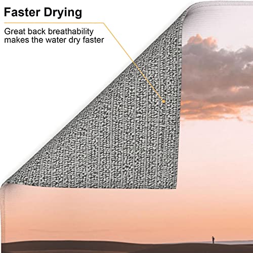 Lonely shadow on the desert Printed Drying Mat For Kitchen Ultra Absorbent Microfiber Dishes Drainer Mats Non-Slip Silicone Quick Dry Pad - 18 X 16inch