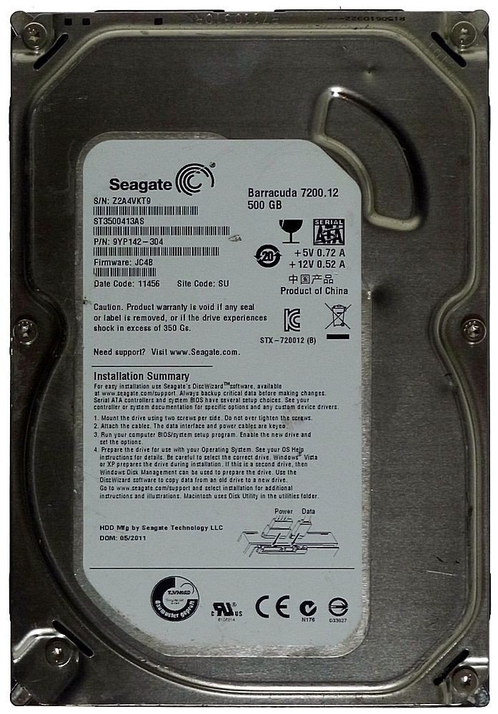 Seagate Barracuda 7200.12 500 GB 7200RPM SATA 6Gb/s with NCQ 16MB Cache 3.5 Inch Internal Bare Drive ST3500413AS