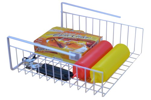 Southern Homewares Under Shelf Basket Wire Wrap Rack White Storage Organizer for Kitchen Pantry, 12 1/2" x 12 1/2" x 5"