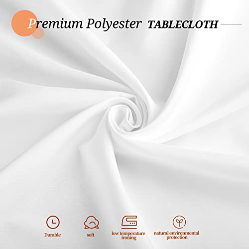 MTREO 5 Pack Round Tablecloth 90 Inch Polyester Round Table Cloths White Wrinkle Resistant Washable Polyester Table Cloth Decorative Fabric Table Cover for Wedding Party Restaurant Buffet Table