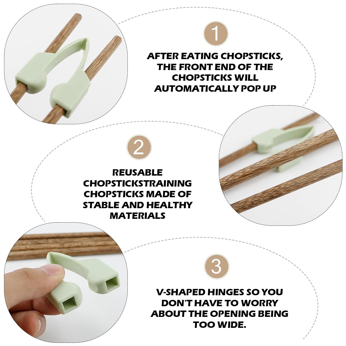 DOERDO Learning Chopstick Helpers 2Pairs Wooden Chopsticks for Adults, Beginner, Trainer, Reusable Plastic Training Chopstick Helper, 9.8 Inch