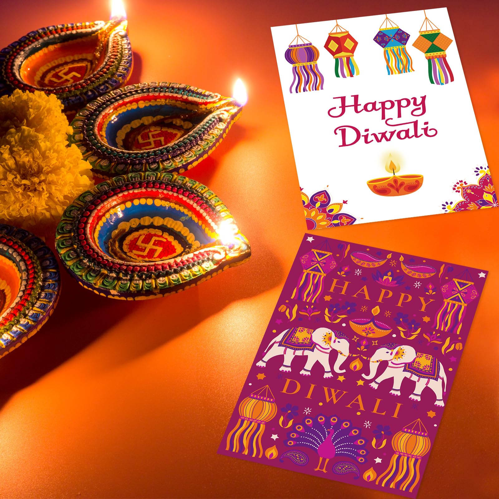 ceiba tree Happy Diwali Cards Assortment Diwali Greeting Cards Bulk with Envelopes