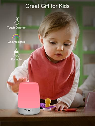 YYDSKIT Night Light for Kids Baby Nursery 200hrs Rechargeable Touch 3Dimming 5Color Changing Lamp 3Timers Portable