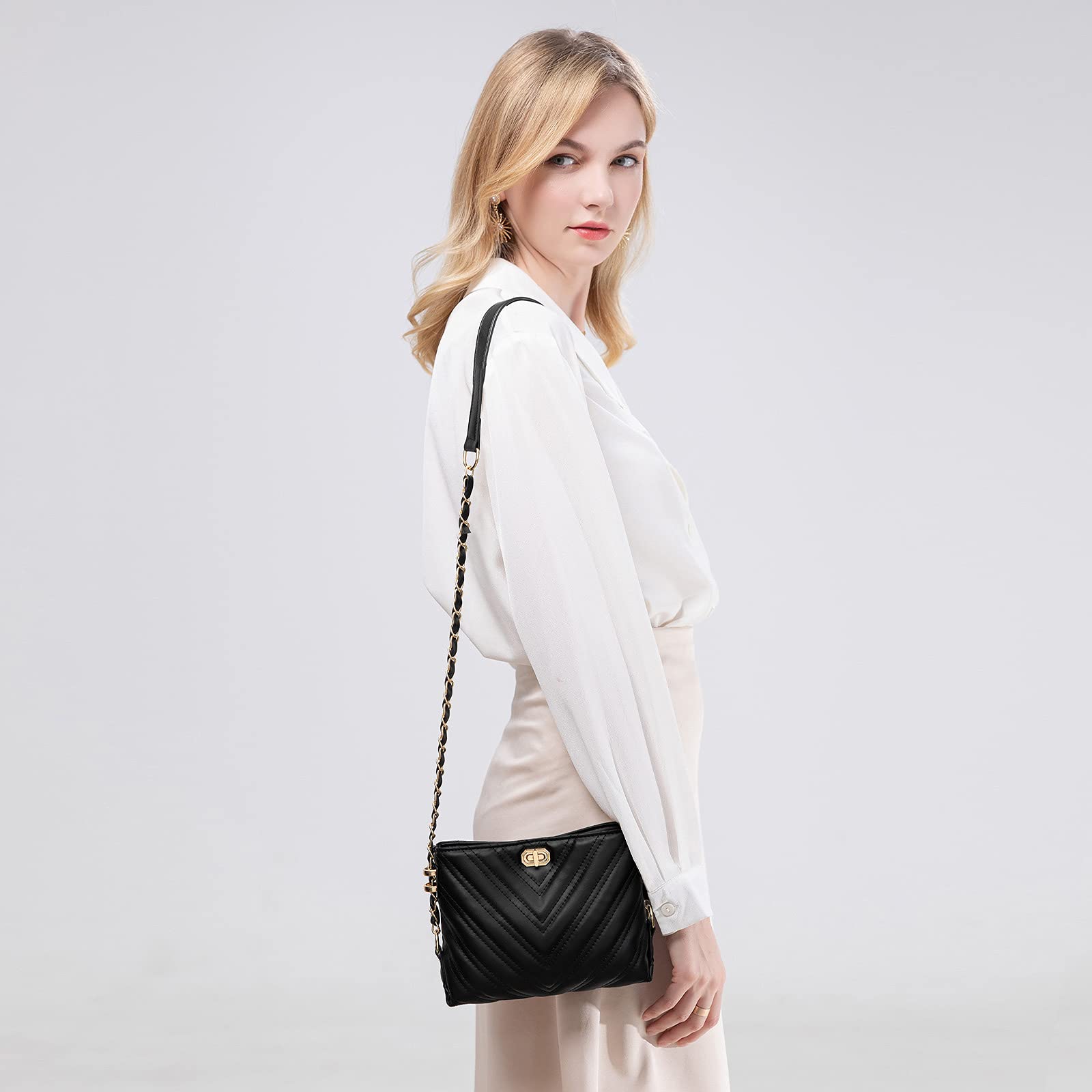 Small Crossbody Bags for Women Purses Fashion Leather Lightweight Handbags Shoulder Bag(Black2)