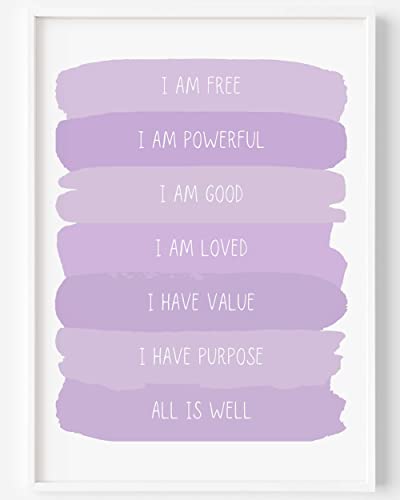 Positive Affirmations Art Inspirational Wall Art for Girls Room Purple Aesthetic Wall Décor for Toddler Bedroom Purple Nursery Wall Art Purple Wall Decor for Girls Bedroom UNFRAMED (Purple, 8x10)