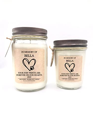 Pet Memorial, Pet Sympathy, Pet Loss, Dog, Cat Animal | Gift | Personalized l Name I Custom l 8oz Or 12oz In Memory of Soy Candle