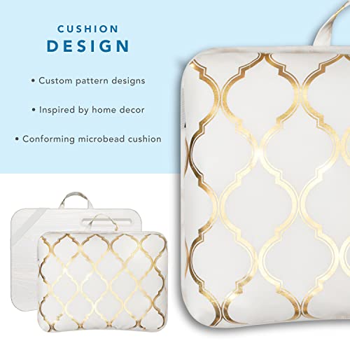 LAPGEAR Designer Lap Desk with Phone Holder and Device Ledge - Gold Quatrefoil - Fits up to 15.6 Inch Laptops - Style No. 45416