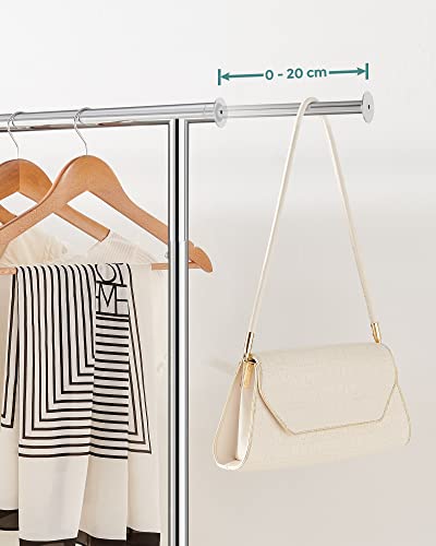 SONGMICS Heavy Duty Metal Clothes Rail with Shoes Shelf, Maximum Load of 50 kg, one Rod, Silver