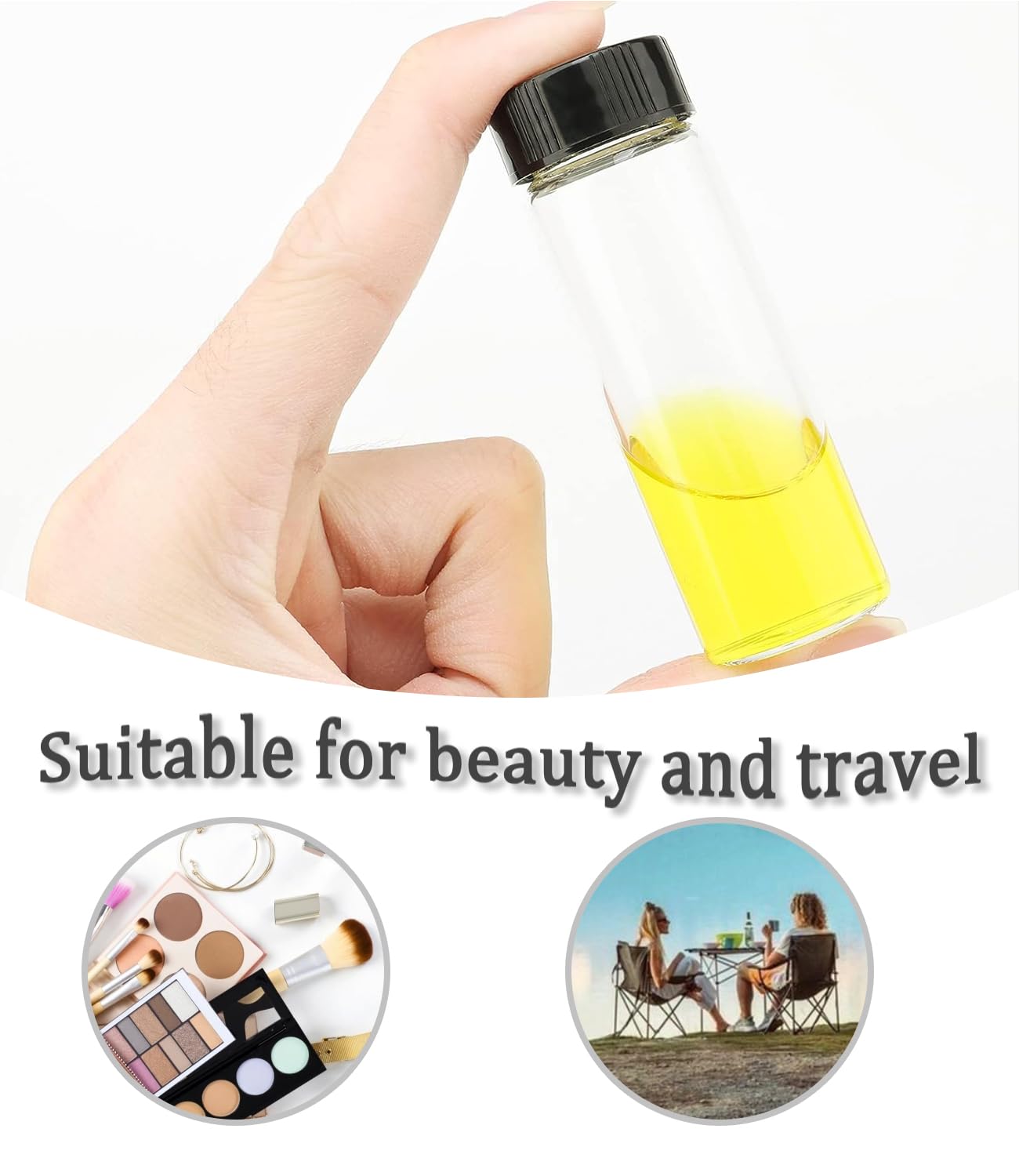 Csfglassbottles 28pcs 30ml Clear Small Glass Vials with Black Screw Cap Liquid Sampling Sample Glass Bottles for Chemistry Lab Chemicals