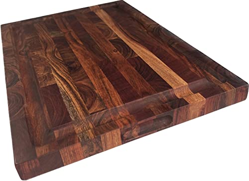 Mountain Woods EGA19 Acacia Hardwood End Grain Cutting Board with Juice Groove, 19”X13”x1.5”