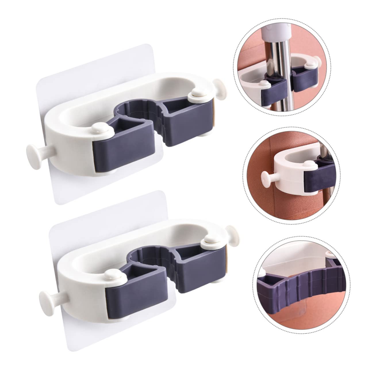 DOITOOL 4 pcs White Hanger Clipswhite Mounted Broom Hangers Hooks Rack Traceless for Kitchen Mop Adhesive Tool Holders Practical Creative Holder Anti Garage Rake Home Drilling Laundry