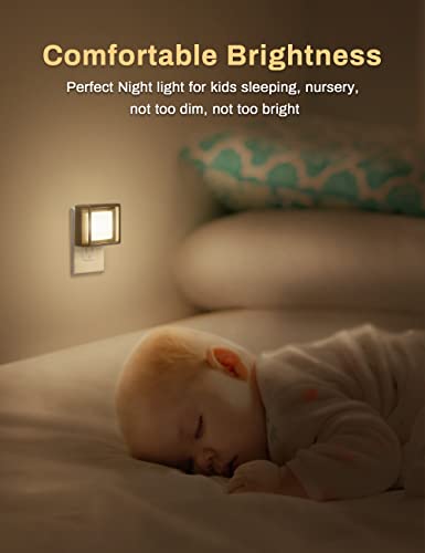 DORESshop Night Light, LED Night Lights Plug Into Wall [2 Pack] with Dusk-to-Dawn Sensor, Dimmable Nightlights, Adjustable Brightness for Bathroom, Hallway, Bedroom,Kids Room,Stairway