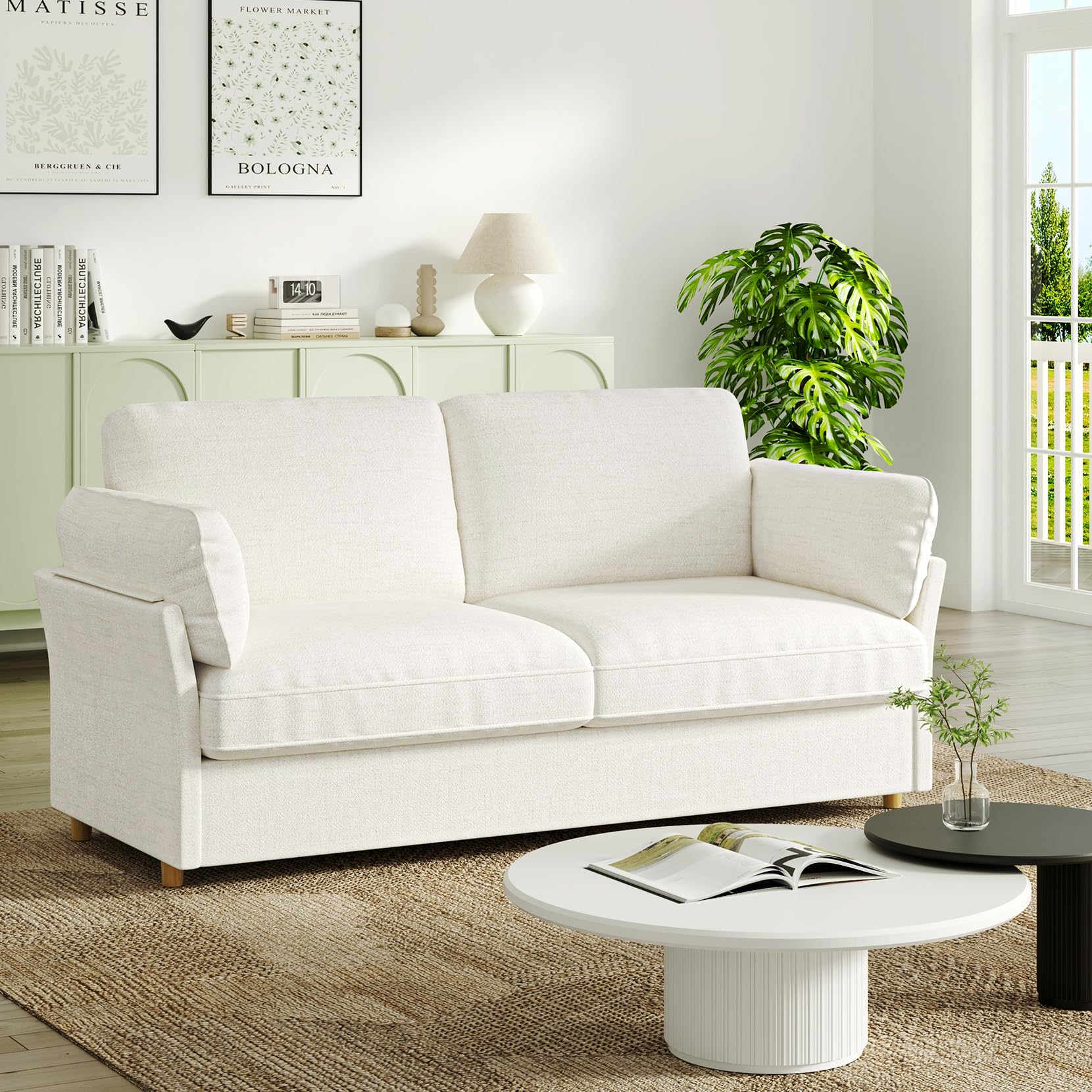 Vesgantti Loveseat Sofa, 70 inch Beige Couch, Modern Comfy Sofa with Deep Seat Soft Cushions, Small Sofa Couches for Living Room, Apartment, Office, Small Spaces, Tool-Free Assembly (70 Inch, Beige)