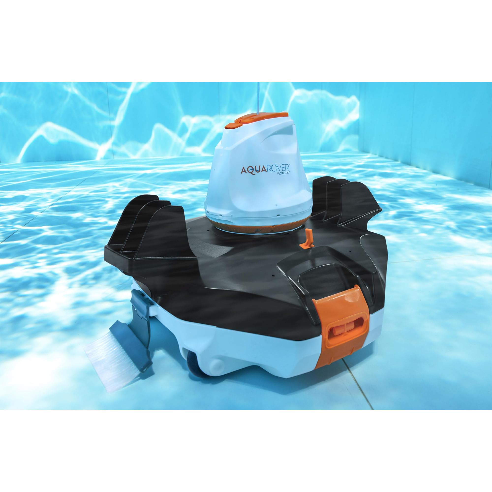 Bestway 58623E Flowclear Aquarover Automatic Swimming Pool Cleaning Cordless Robot Vacuum with Directional Jet System, LED Light, and Water Sensors