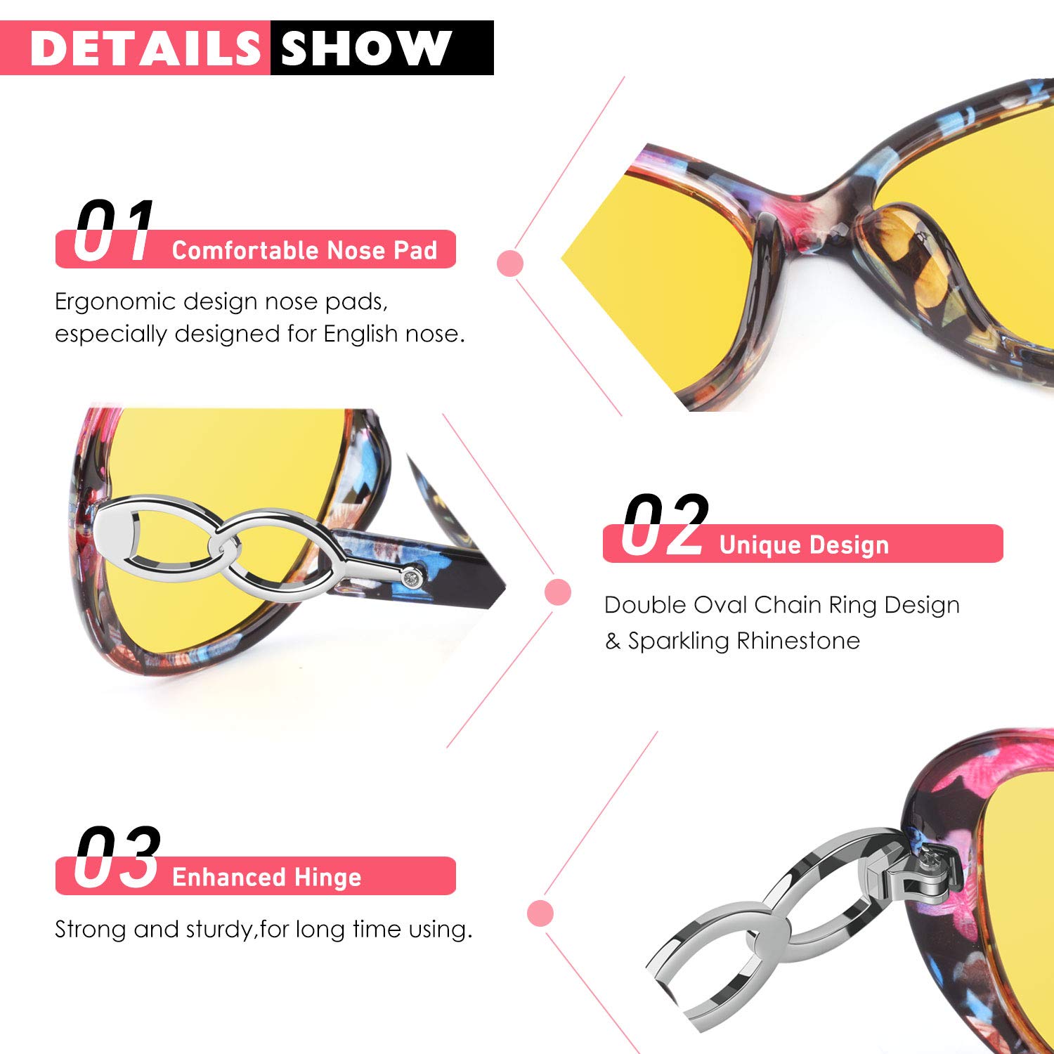 CGID Night Vision Driving Glasses Women Anti Glare Headlight Glasses Polarized UV400