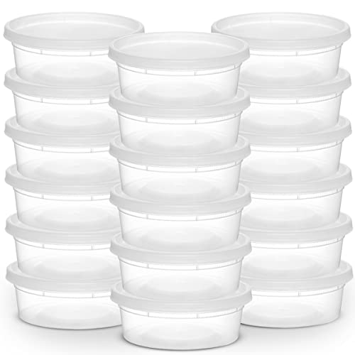 Deli Food Containers with Lids - 8 oz 60 Sets- Ideal for Food, Snacks, Takeout, Meal Prep - 1 Cup Small Durable Clear Containers for Food - Stackable and Durable, Freezer, Dishwasher & Microwave Safe