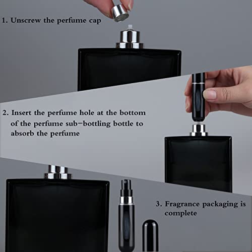 Fivexing 2Pcs Refillable Perfume Atomizer Bottles,Portable Mini Separate Perfume Bottle,Travel and Outings Spray Boxes Dispensers 5ml/0.2oz (Black)