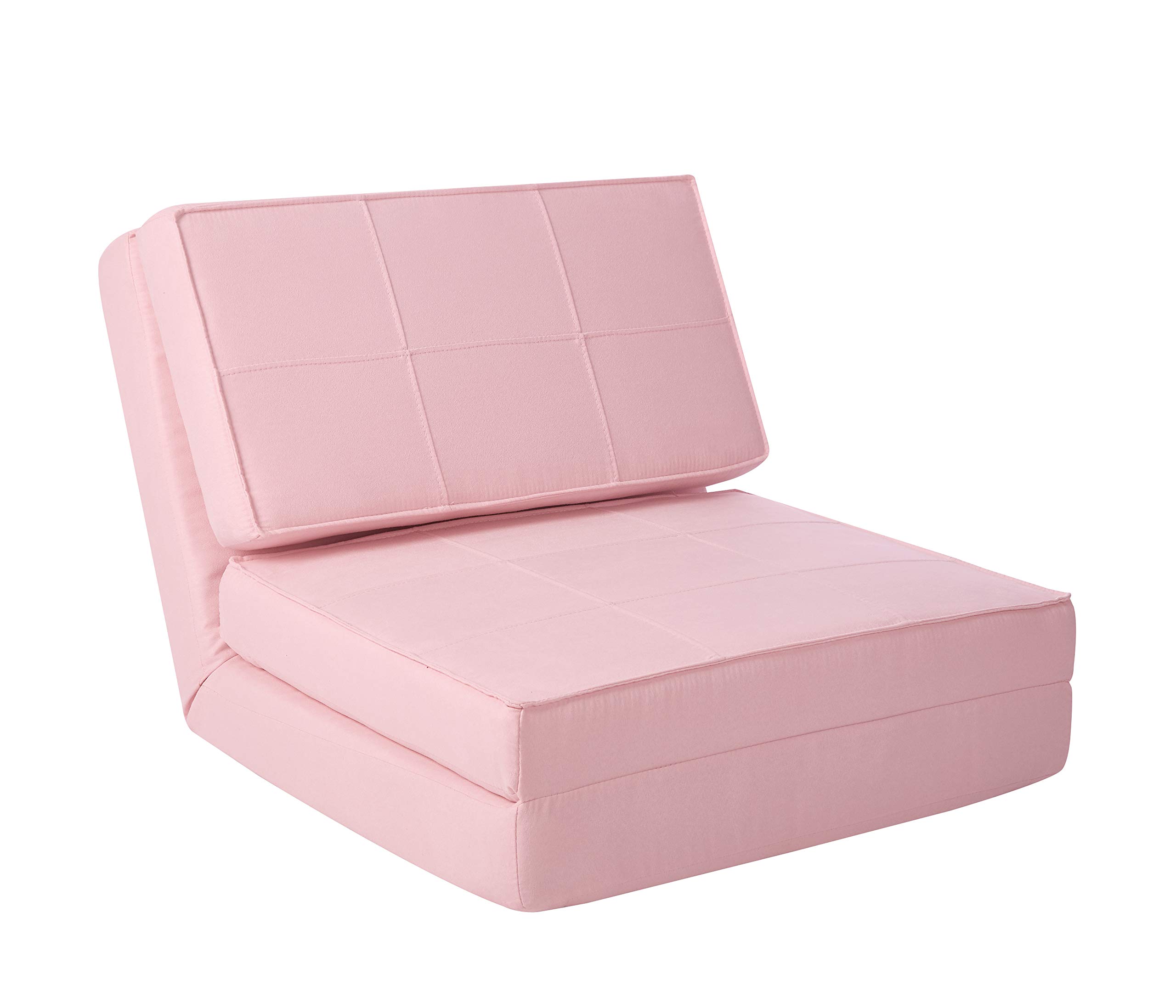 Urban Lifestyle Ultra Suede Convertible Flip Lounge and Gaming Floor Chair, Light Pink, 26D x 30W x 30H in