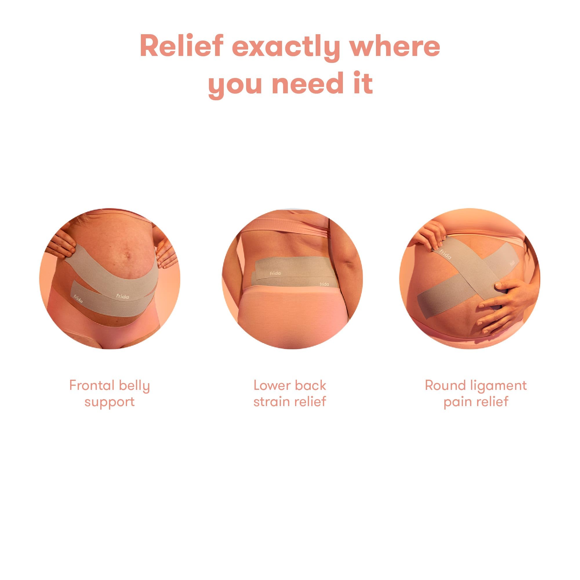Frida Mom Kinesiology Tape for Pregnancy Belly Support, Pain Relief Pregnancy Tape, Pregnancy Must Haves, 18ft Roll