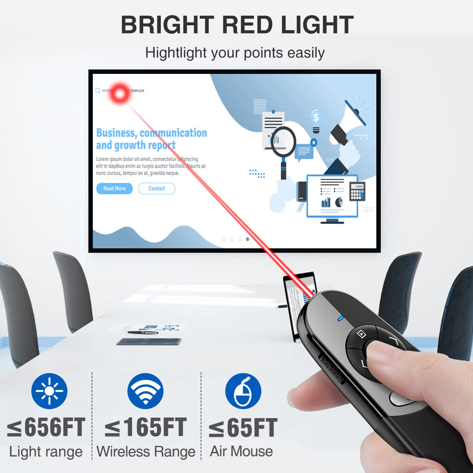 DINOSTRIKE 2 in 1 Type C and USB Presentation Clicker for Powerpoint Presentations,RF 2.4GHz Wireless Presenter Remote Slide Advancer with Volume Control for Mac Laptop Computer Office Classroom