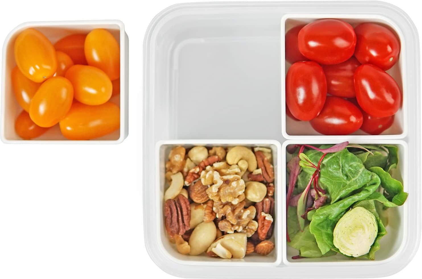 carrotez Food Storage Containers, 4 Compartment Portion Control Container, Snack Container For Adults, Meal Prep Container, Reusable, Microwave Safe, 4.6 Cup (1100ml), Pack of 2