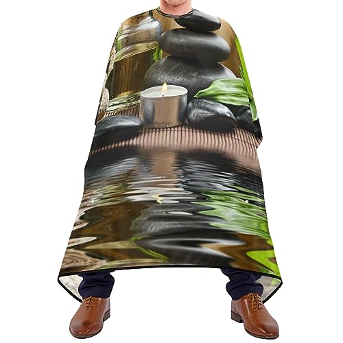 Flradish Zen Basalt Stones on Wood Barber Cape Waterproof Polyester Hair Cutting Salon Cape Adjustable Neckline Hair Hair Cutting Beard Hairdressing Cape Accessories 55Ă64 Inch