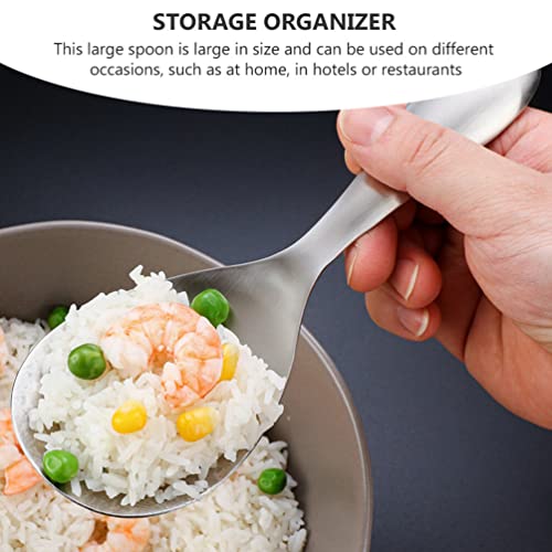 Cabilock Rice Paddle Spoon Non- Stick Food Serving Spoon Stainless Steel Rice Spoon Scoop Kitchen Utensils for Home Restaurant Hotel Silver