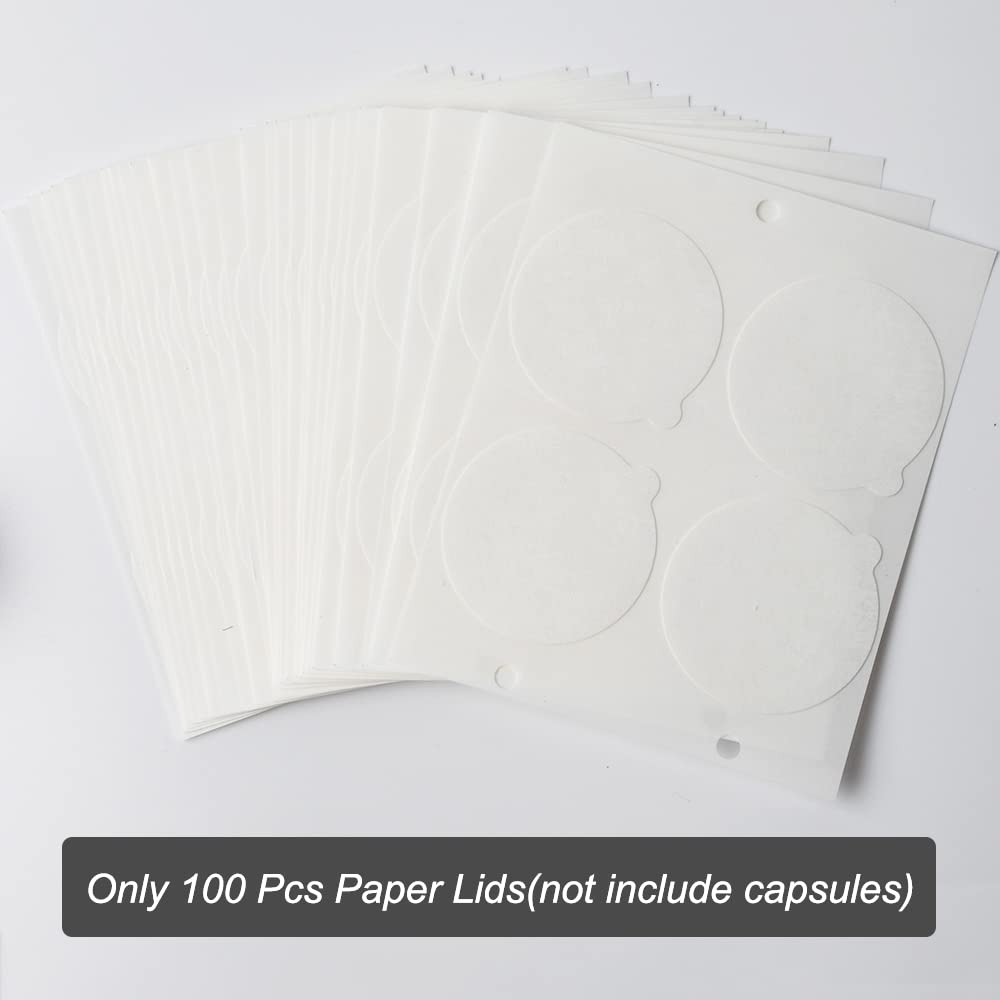 Biodegradable Paper Lids Seals for Reusable Espresso Capsules Stainless Steel Refillable Coffee Pods Stickers Covers Compatible for Nespresso Original Line Machines (100Pcs Paper Lids)