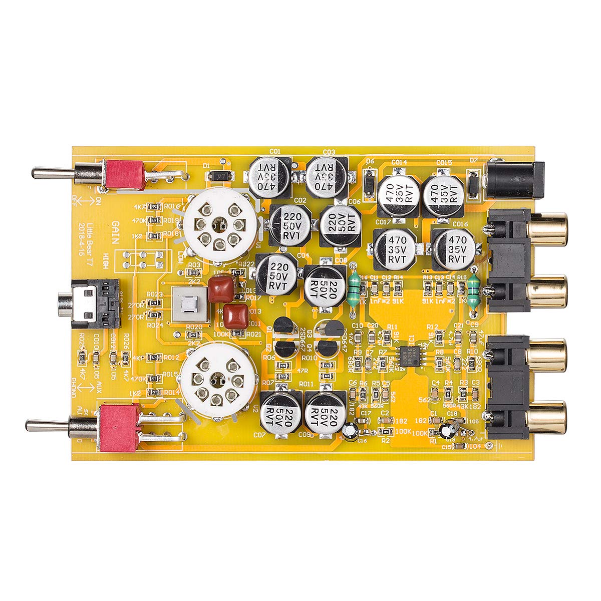 Little Bear T7 Vacuum Tube Phono Preamp, MM Turntable Preamplifier, Hi-Fi Home Audio for Record Player, Stereo Amplifier, Active Speaker