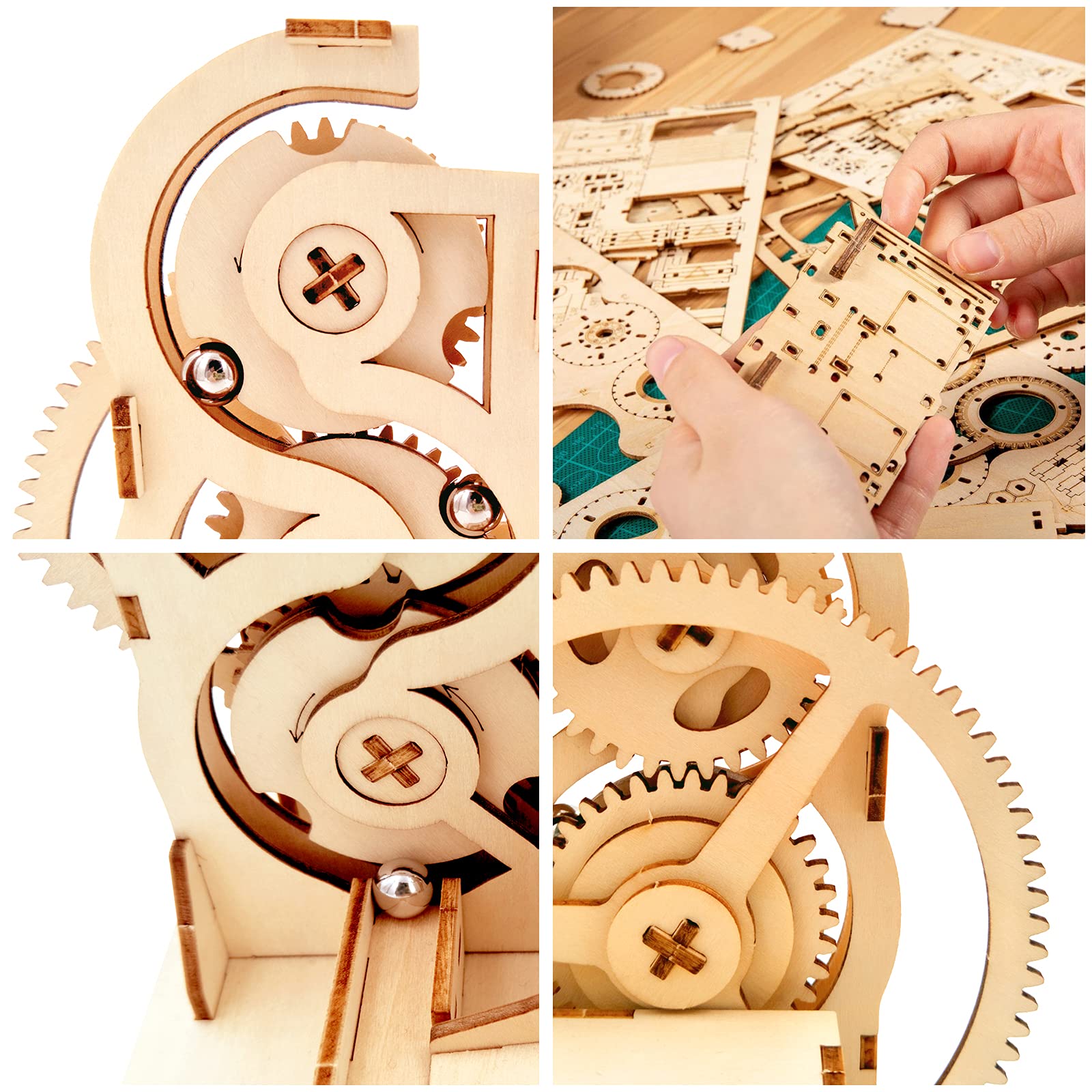 Solar 3D Wooden Puzzle Marble Run DIY Model Kit Craft Sets Educational Wood Mechanical Building Toys STEM Science Experiments Projects Birthday Gift for Adult Men Kids Age 8 10 12 14+