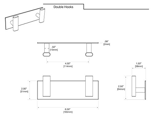 Gatco 1283SN Elevate All Modern Décor Hook, Double, Satin Nickel