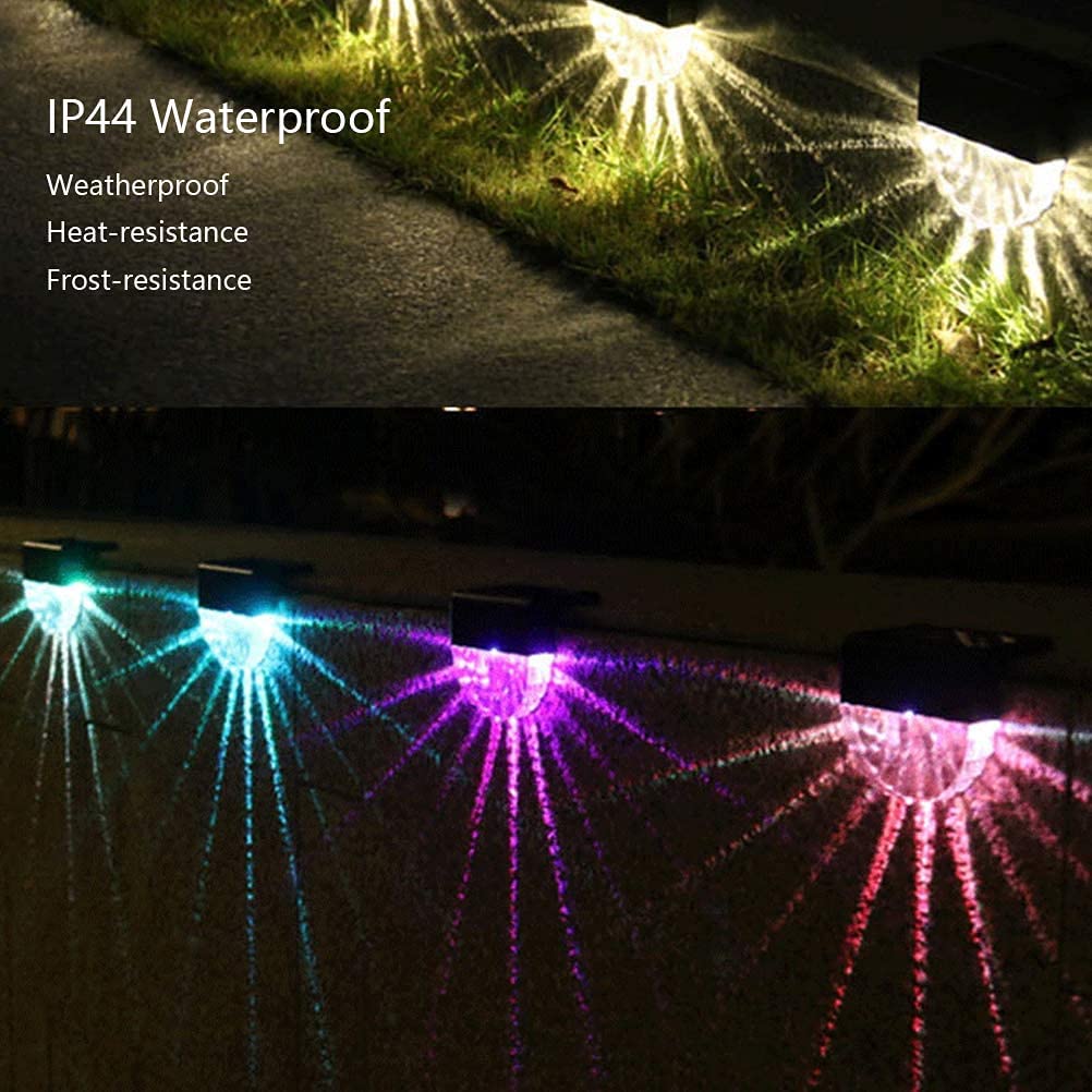 Solar Deck Lights,Fence Lights Outdoor Waterproof,Outside Step Lights Solar Outdoor Stair Lights for Garden,Patio,Stair,Driveway,Yard,Path,Terraces Railing Lights(Warm White/Color Changing) 6 Pack