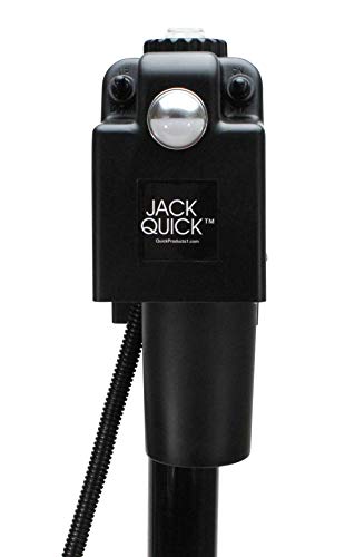 Quick Products JQ-3500B Power A-Frame Electric Tongue Jack with LED Work Light and Permanent Ground Wiring for Camper Trailer, RV - 3,650 lbs. Capacity (Higher then Standard 3,500 lbs. Jack!), Black