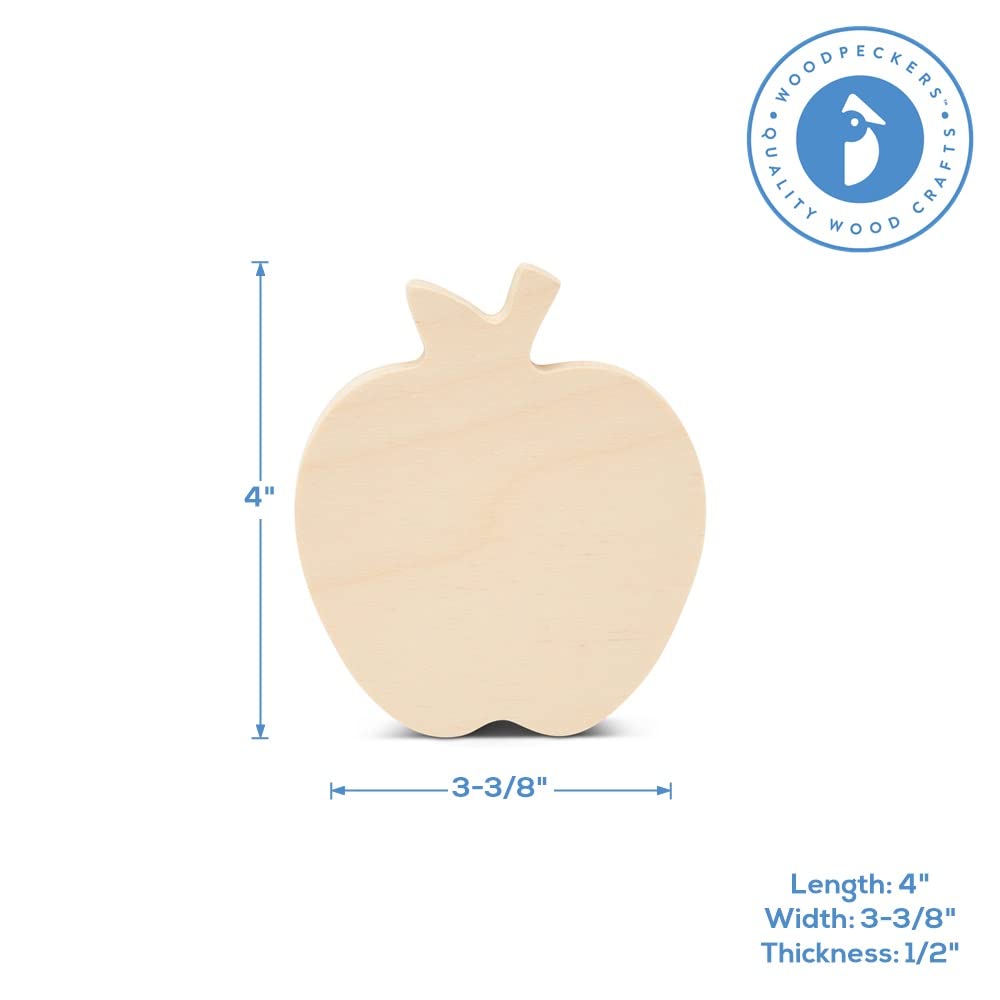 Chunky Wooden Apple Cutouts 4-inch x 3-3/8-inch, Pack of 2 Autumn Apples for Crafts, Fall Tray Decor & Classroom Decor, by Woodpeckers
