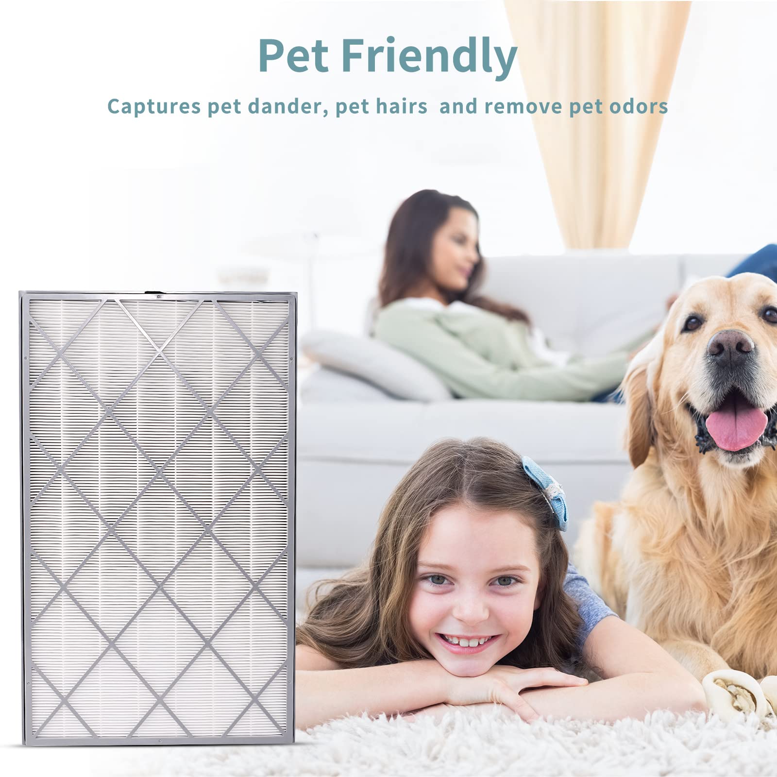 HE601 Replacement Filter For Shark Air Purifier 6 Fan (HE601 & HE602),Compatible With Shark HE601 Air Purifier Filter Replacement, H13 True HEPA Filter, 2 Pack Part # HE6FKPET HE6FKPRO HE6FKBAS