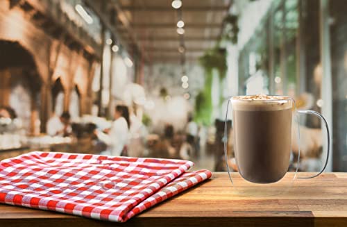 Double Wall Glass Coffee Mugs β 2-Pack 12oz Large Coffee Mugs with Handles β Glass Coffee Cups for Cappuccino, Latte, Tea, Hot Beverages β Lead-Free Borosilicate Double Insulated Coffee Mugs