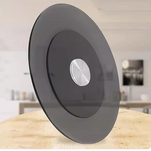 DOUKI 24" Round Tabletop Rotating Tray, Glass Lazy Susan Turntable, Rotating Serving Tray For Dining Table, Round Decorative Rotating Tray Black Brown (Color : Black, Size : 100cm(39inch))