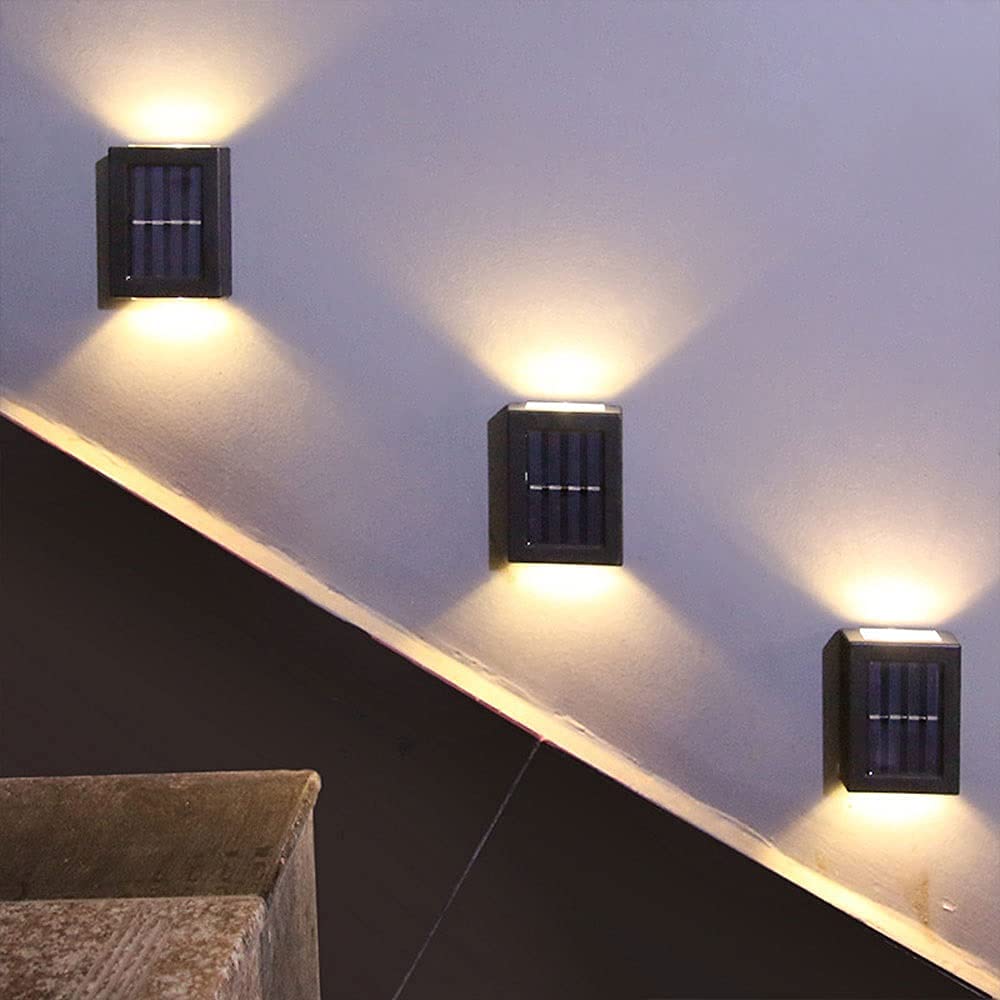 LUOFDCLDDD Spotlight,2Pcs Solar Wall Sconce Lamp up and Down Wall Lighting Garden Decoration, Solar Sensor Security Lights, Led Square Outdoor Spotlight, Exterior Wall Lamps for Garden Patio Yard/RGB
