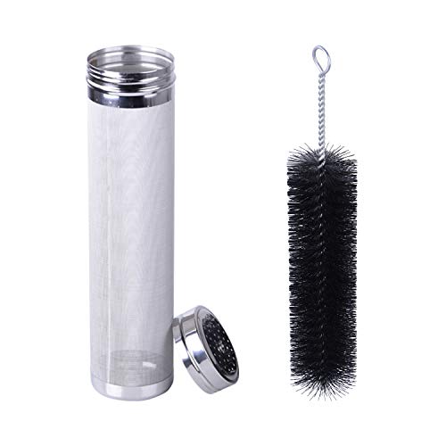 Beer Brewing Dry Hopper Filter, Supkiir Stainless Steel Hop Strainer 300 Micron mesh with Nylon Bristles for Home Beer Brewing, Homemade Brew, Home Coffee